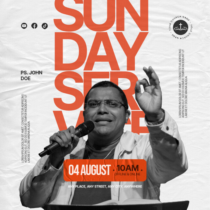 White Wrinkle Paper Background Sunday Service Church Design Template ...