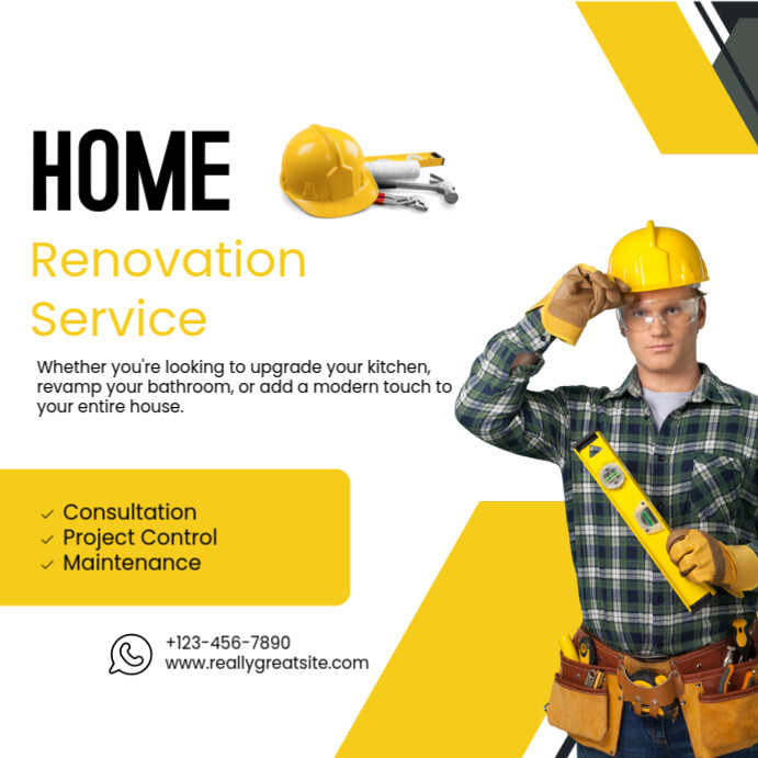 White Yellow Construction Service Instagram Post Instagram Post ...