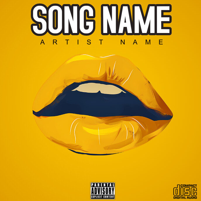 Modèle White yellow Sexy Lips Album Cover Album Cove | PosterMyWall