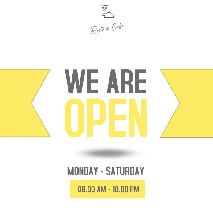 Plantilla de white yellow we are open template | PosterMyWall
