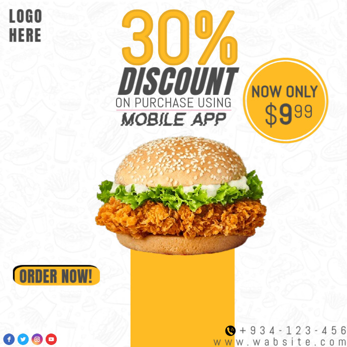 Plantilla de White Zinger Burger Template Instagram Post | PosterMyWall
