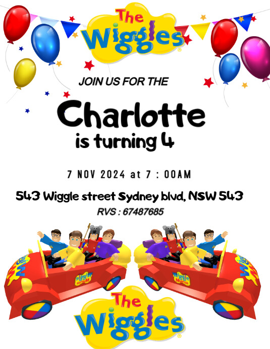 Wiggley wiggles editable birthday invitation Templat | PosterMyWall