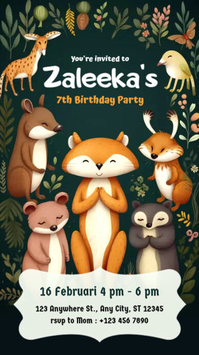 Wild Animals Kids Birthday Invitation Template | PosterMyWall