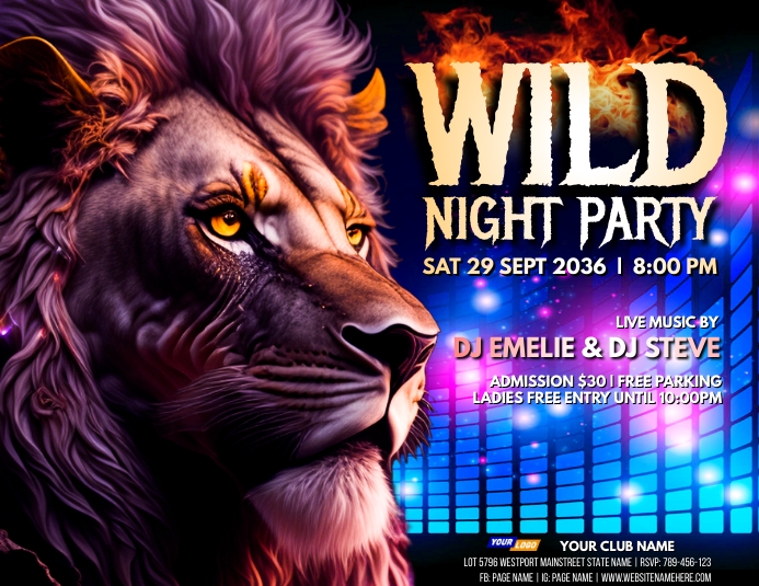 Wild Night DJ Party Ad Flyer | PosterMyWall