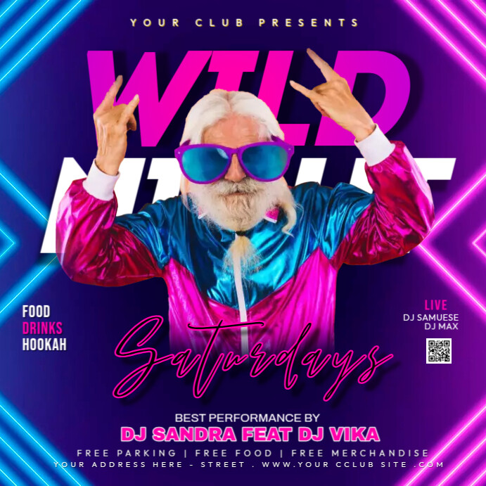 Wild Night Saturdays Template | PosterMyWall