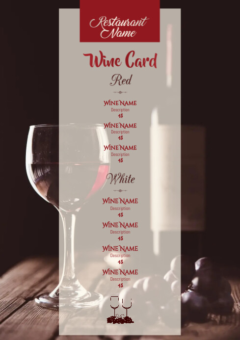 Wine Card Menu Restaurant Template | PosterMyWall