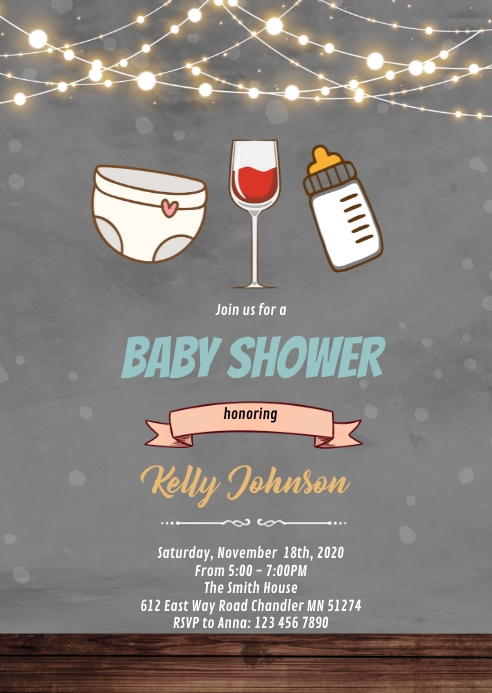 Wine diaper shower birthday Template | PosterMyWall