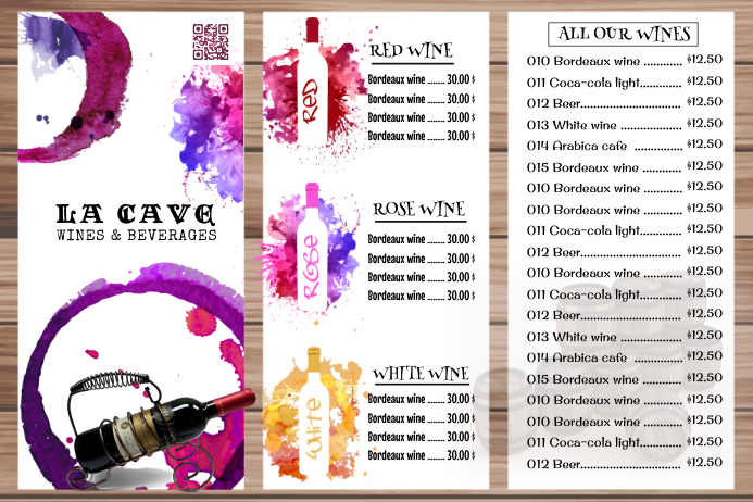 Wine list menu template - Vintage style | PosterMyWall