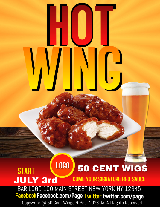 Wing and Beer Template | PosterMyWall