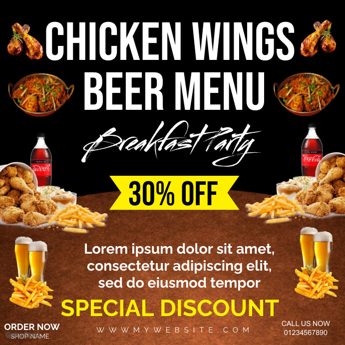 Wings & Beer Day Flyer , Chicken Wings Advert Template | PosterMyWall