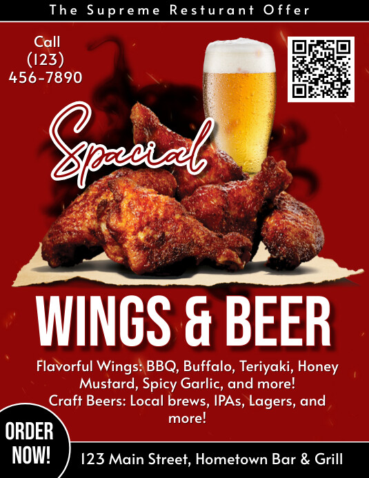 Wings & Beer Day Flyer , Chicken Wings Advert Template | PosterMyWall