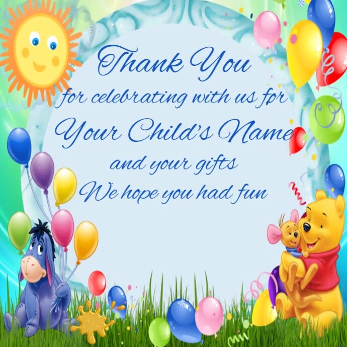 Plantilla de Winnie the Poo Thank You Card | PosterMyWall