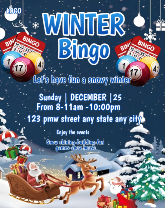 Winter bingo night party flyer Template | PosterMyWall