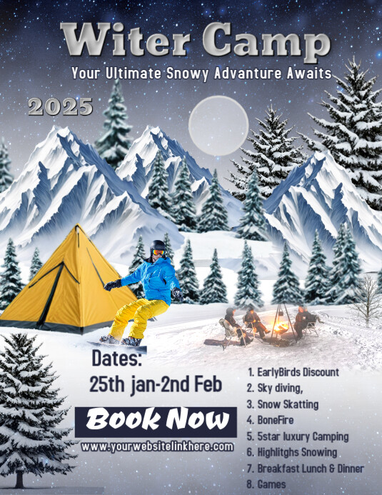 Winter Camp Flyer Template, Winter Camp Poster, | PosterMyWall