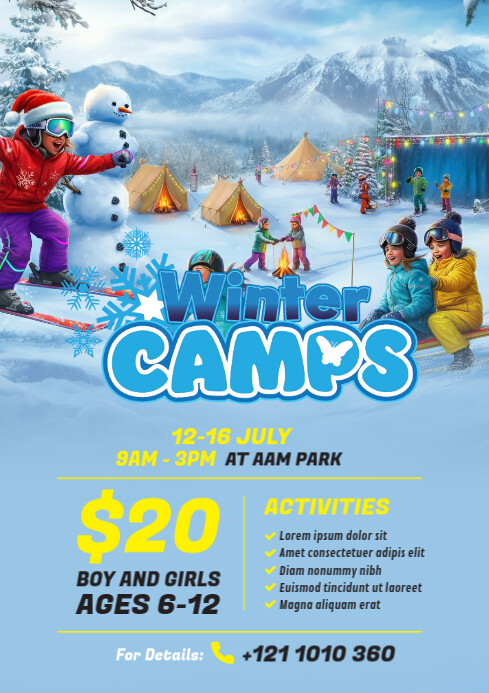 Plantilla de Winter Camp Flyer Template | PosterMyWall