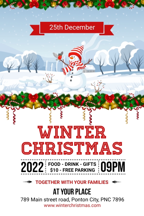 Winter christmas flyer Template | PosterMyWall