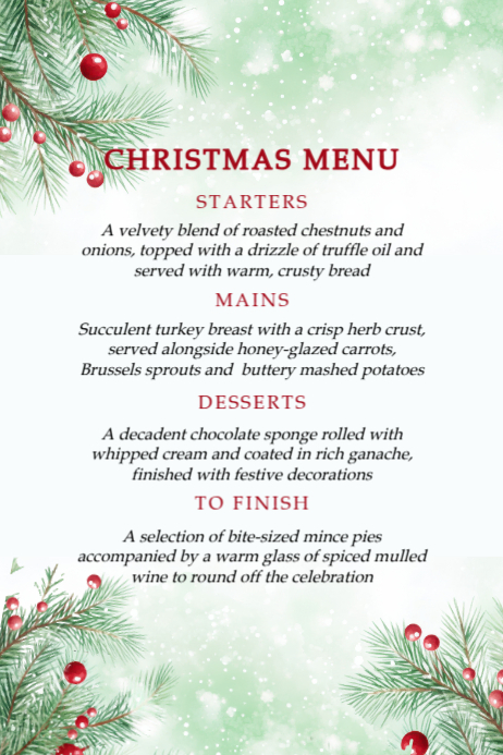 Winter Christmas Menu Poster Templat | PosterMyWall