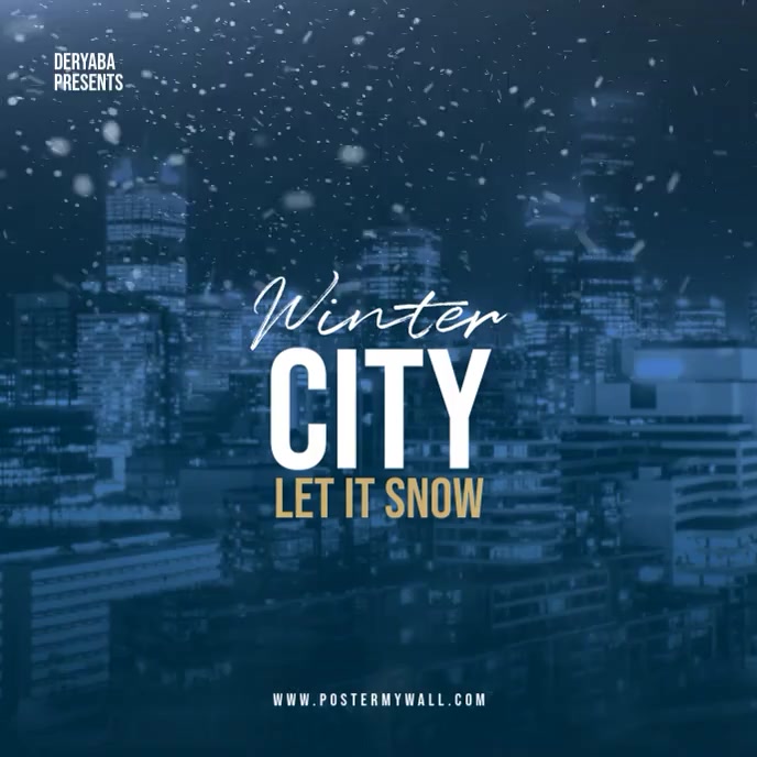 Winter City Snow Video Album Cover Maker Template | PosterMyWall