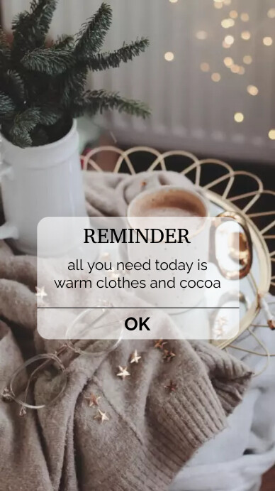 Winter Cozy Minimalist Reminder Instagram Template | PosterMyWall
