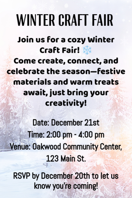 Winter Craft Fair Template | PosterMyWall