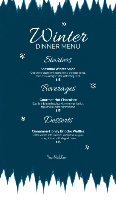 winter dinner menu Template | PosterMyWall