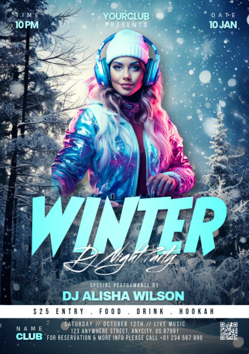 Plantilla de Winter Dj Night Party Event Flyer | PosterMyWall