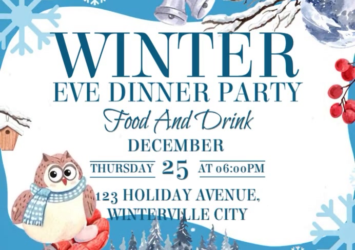 Winter Eve Dinner Party Template | PosterMyWall