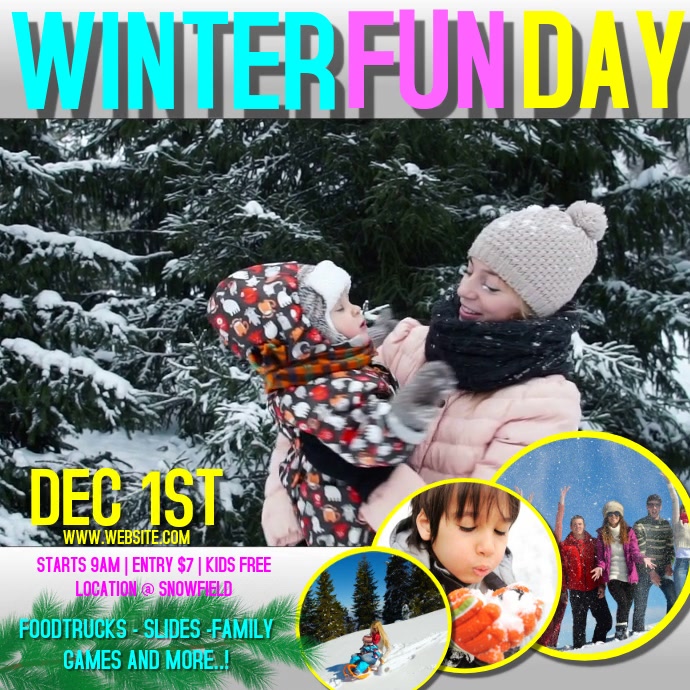 WINTER FAMILY FUN DAY AD DIGITAL VIDEO Template | PosterMyWall