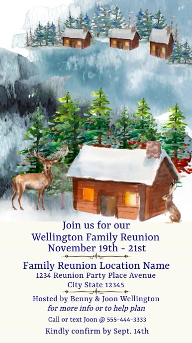 Plantilla de Winter Family Reunion Invitation | PosterMyWall