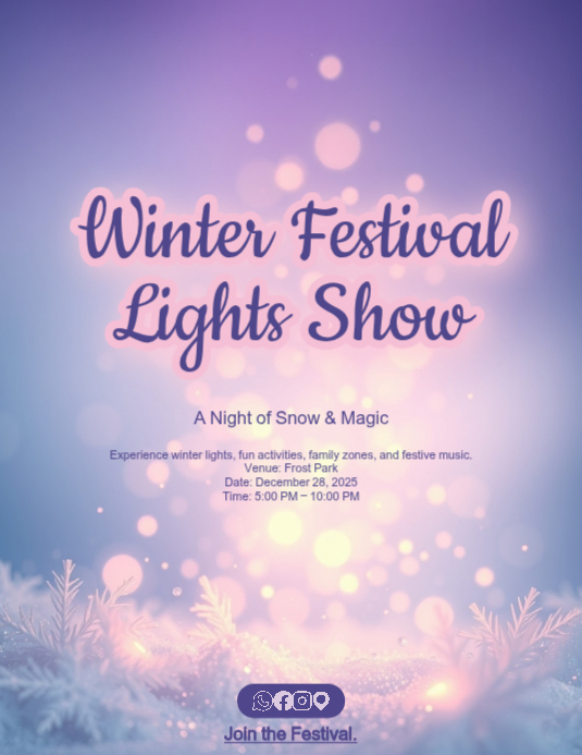 Winter Festival Flyer Template – Snow Glow & Light Show Design ...