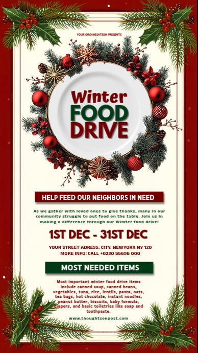 Plantilla de Winter Food Drive Instagram Story. | PosterMyWall