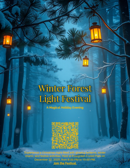 Winter Forest Christmas Festival Flyer Template | Cinematic Holiday ...