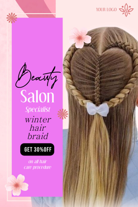 winter hair braid SALON Template | PosterMyWall