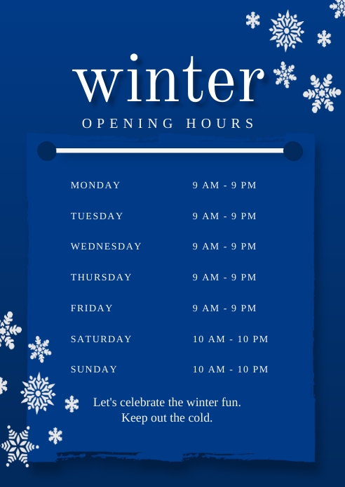 Winter Hours Template A6 | PosterMyWall