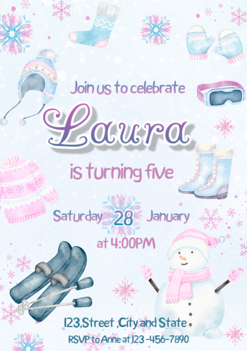 Winter invitation Birthday Template | PosterMyWall