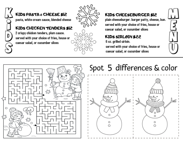 Winter Kids Menu Template | PosterMyWall