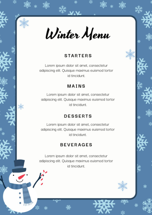 Copy of Winter Menu Template A4 | PosterMyWall