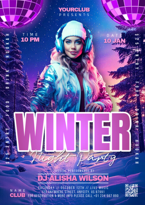 Winter Night Party Poster Flyer Template | PosterMyWall
