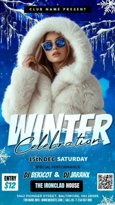 Plantilla de Winter Night Party Template Digital Display (9:16 ...