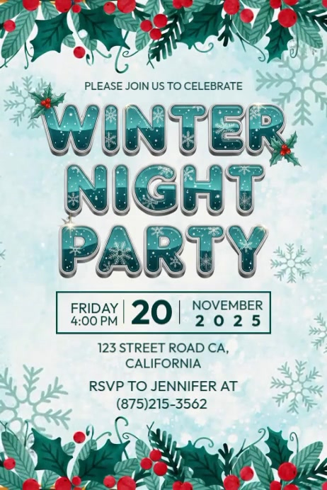 Winter Night Party Video Template | PosterMyWall