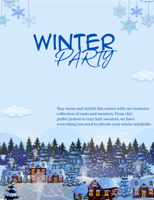 Winter Party Invitation Card Flyer (us Letter) Template | PosterMyWall