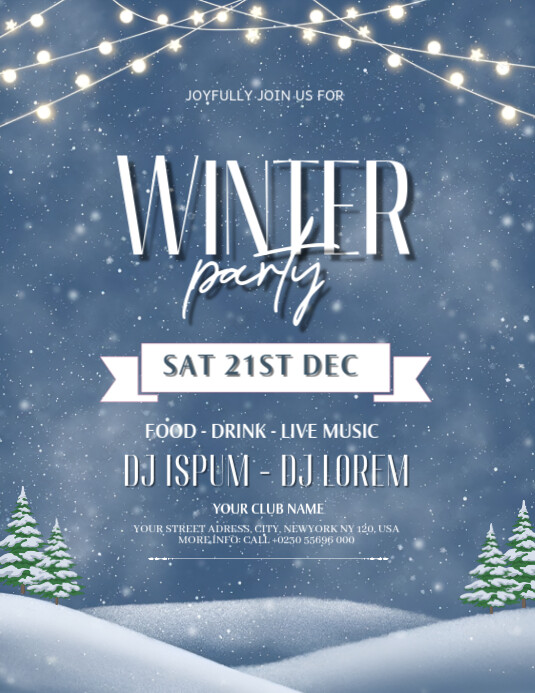 Winter Party Invitation Flyer Template. | PosterMyWall