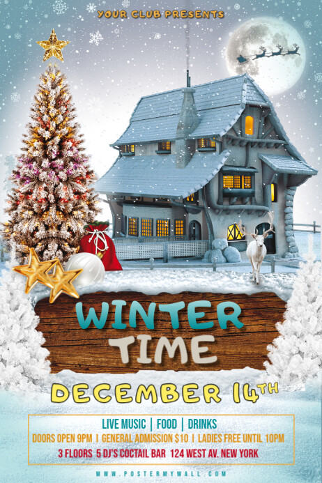 Winter Party Time Template | PosterMyWall
