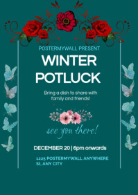 Winter potluck Dinner celebration Invitation Template | PosterMyWall