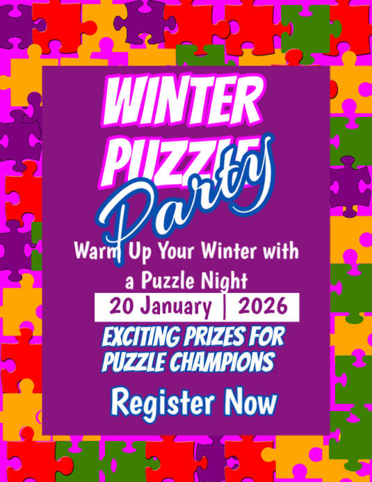 WINTER PUZZLE PARTY POSTER Template | PosterMyWall