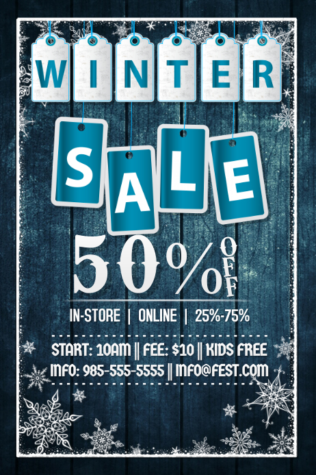 Winter Sale Retail Snow Ad X-Mas Black Friday Holiday Tags Template ...