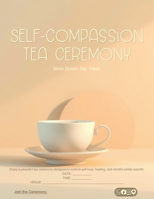 Winter Self-Compassion Tea Ceremony Flyer | Mindful Healing | December ...
