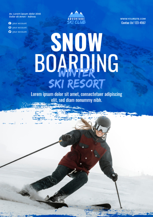 Winter ski holiday poster Template | PosterMyWall