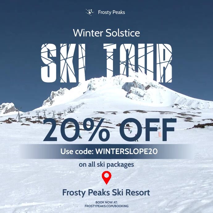 Winter Ski Tour Discount Post Template | PosterMyWall