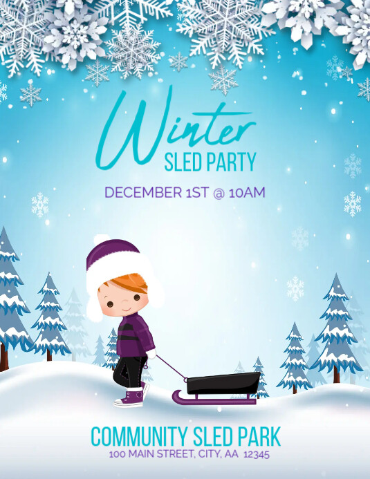Copy of Winter Sled Party | PosterMyWall